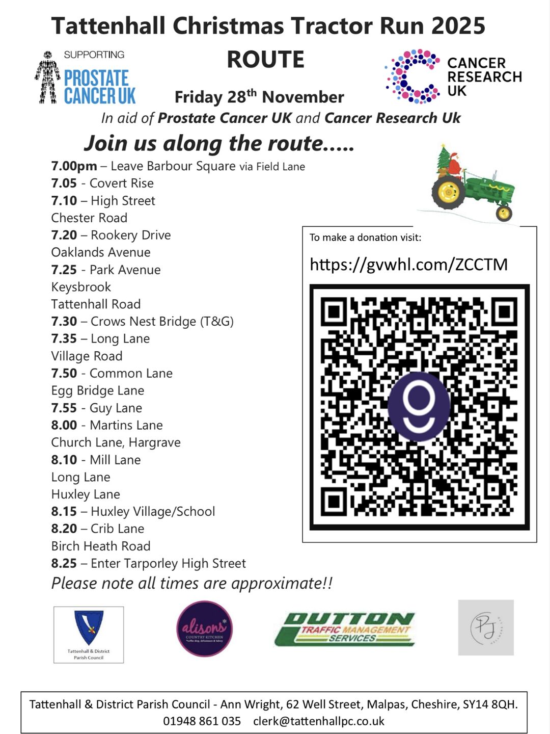Tattenhall Business Alliance | Tractor Run 28th November - Route